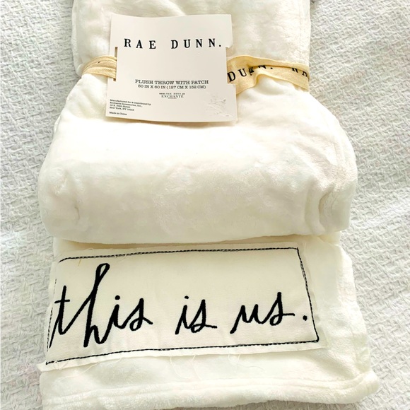 Rae Dunn | Bedding | Rae Dunn This Is Us Plush Throw With Patch White ...